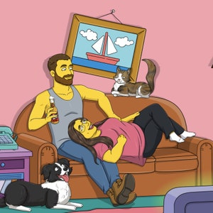 SALE Simpsons Portrait Fathers Day Gift, Simpsonized Caricature Art ...