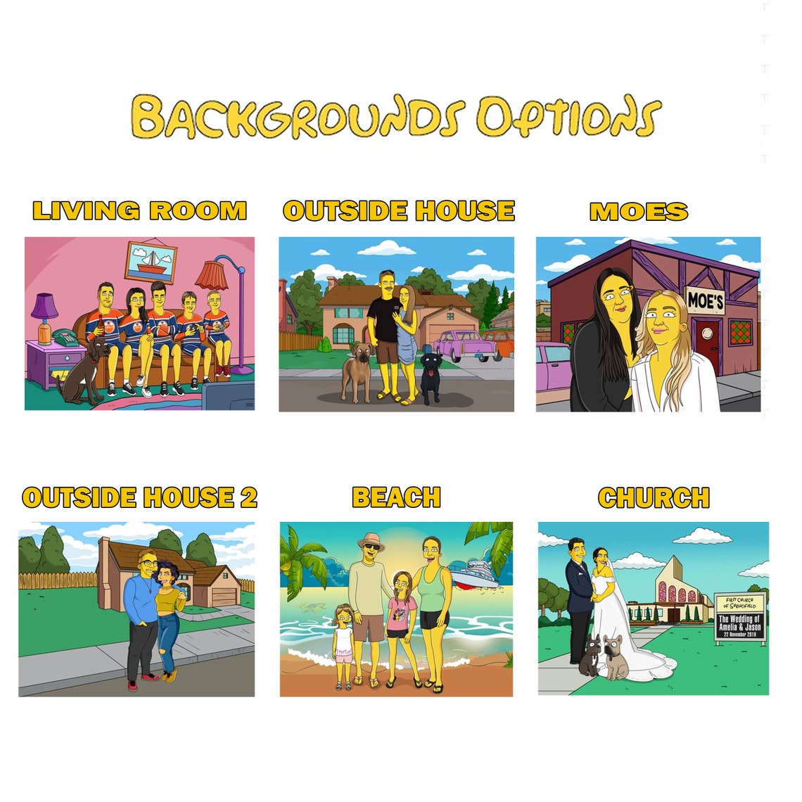 SALE Simpsons Portrait Fathers Day Gift, Simpsonized Caricature Art ...