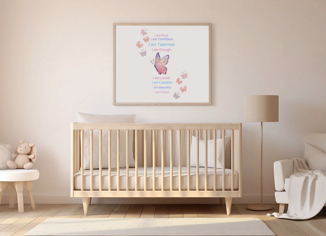 Printable Affirmations With Butterflies for Girl's Bedroom - Children's ...