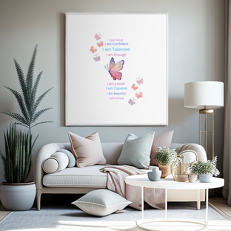 Printable Affirmations With Butterflies for Girl's Bedroom - Children's ...