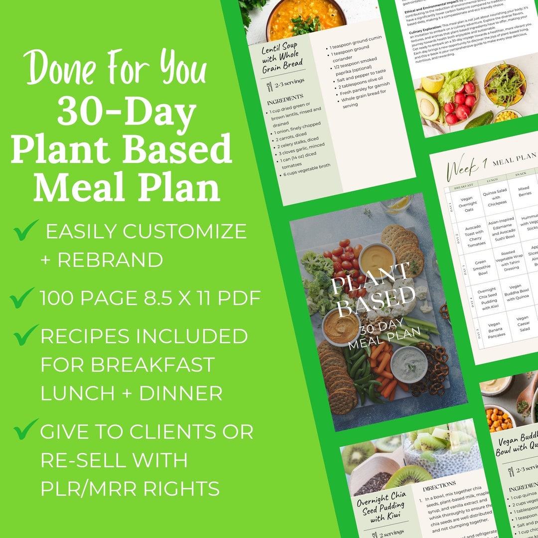 PLR Healthy Recipes Meal Prep, MRR Vegan Recipe Book, Plant Based Meal Planner, Nutrition ...