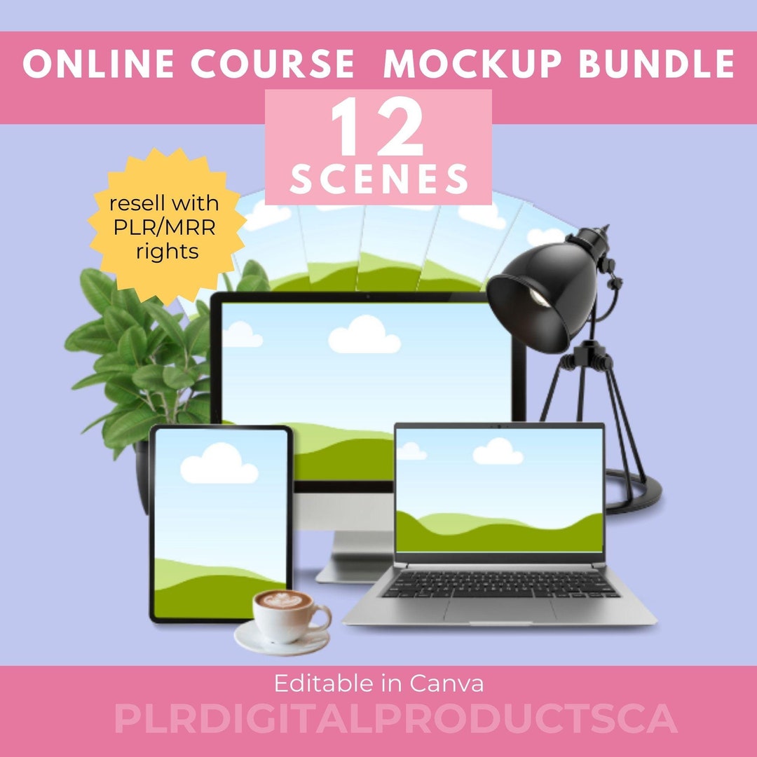 Online Course Laptop Mockup Bundle, Digital Products, Sales Scenes ...
