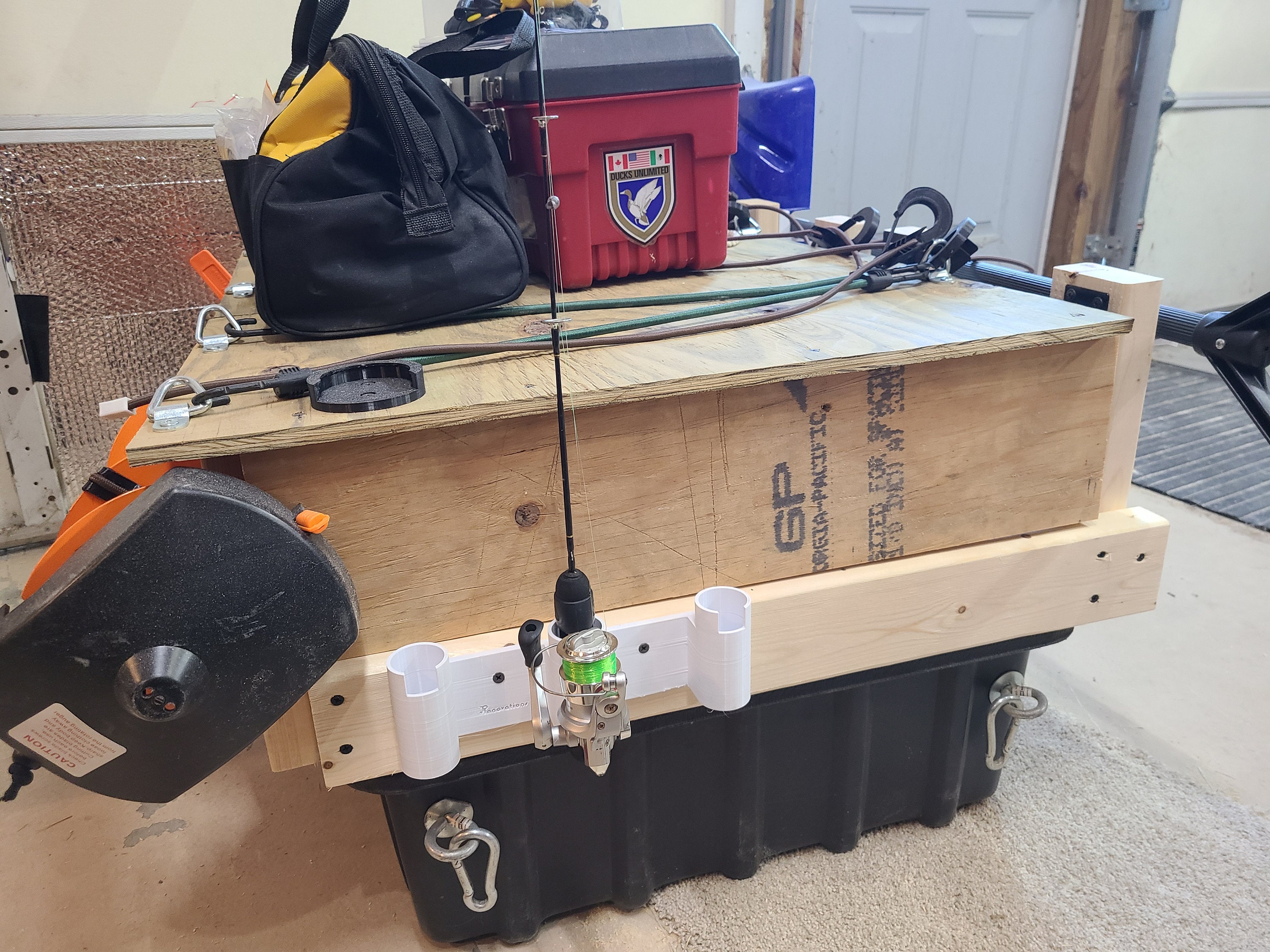 Ice Fishing 3 Rod Holder: Sled/wall Mount With Tool Tray - Etsy