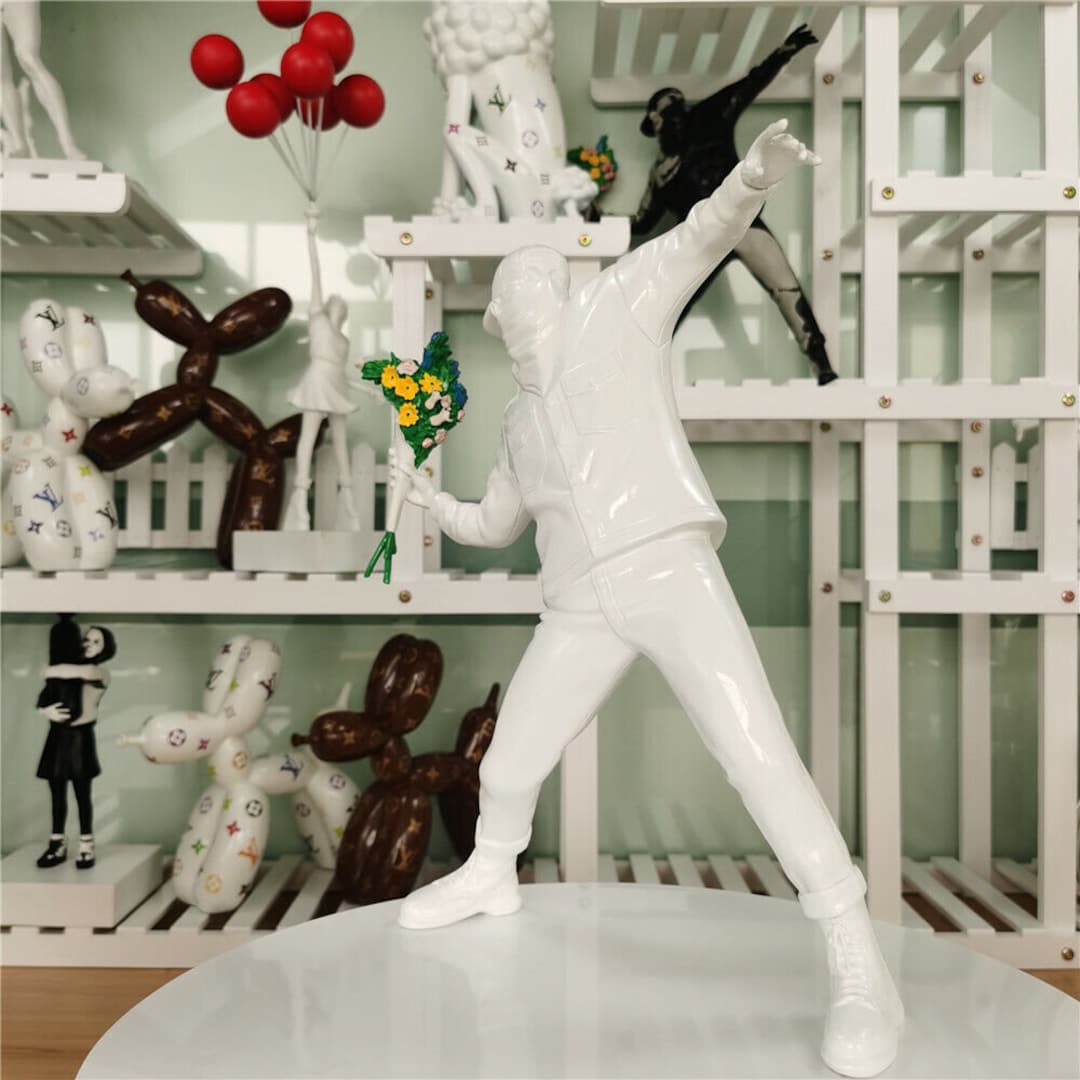 Banksy Rage the Flower Thrower Resin Sculpture Modern Ornaments ...