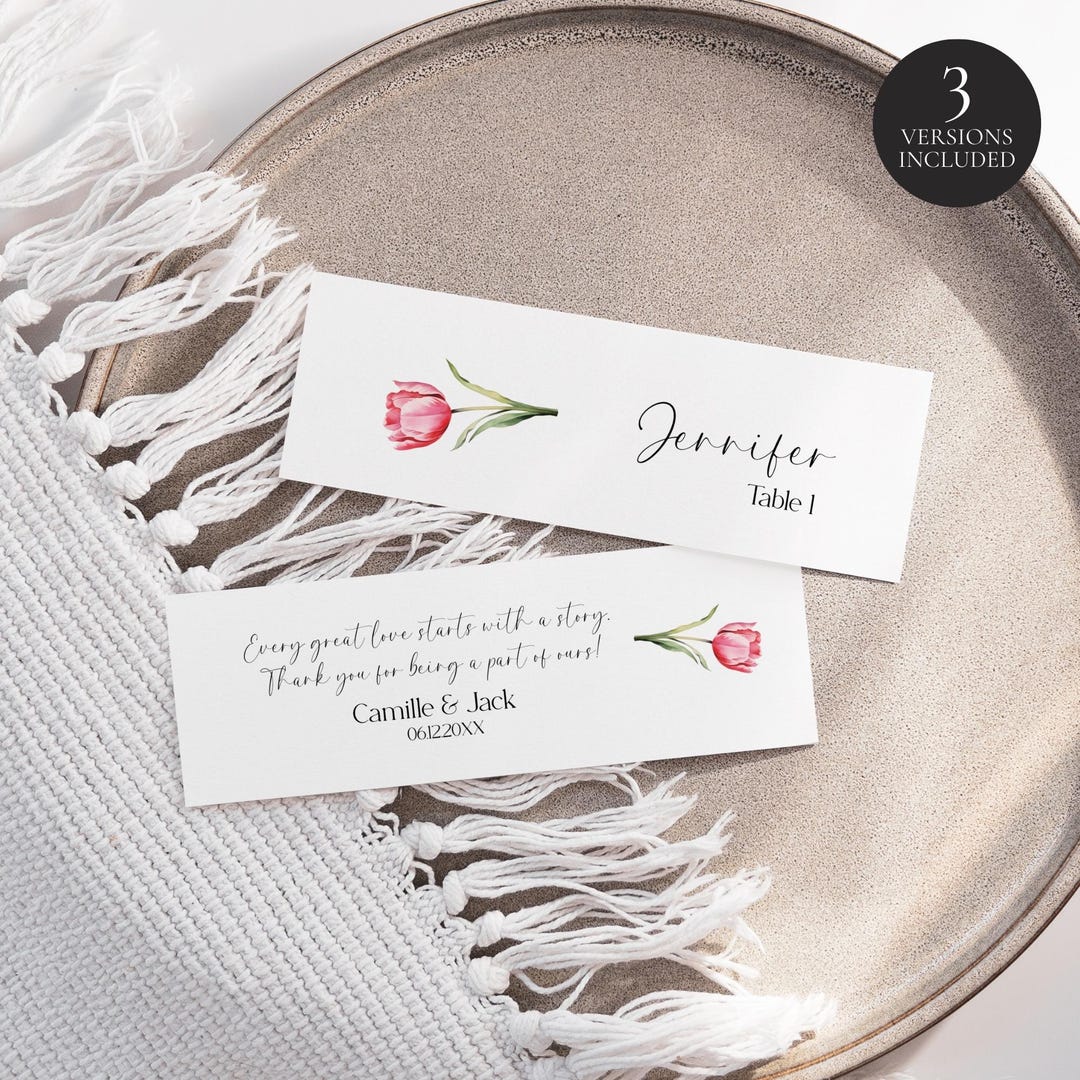 LOVE is in BLOOM Bridal Shower Bookmarks for Name Place Settings With ...