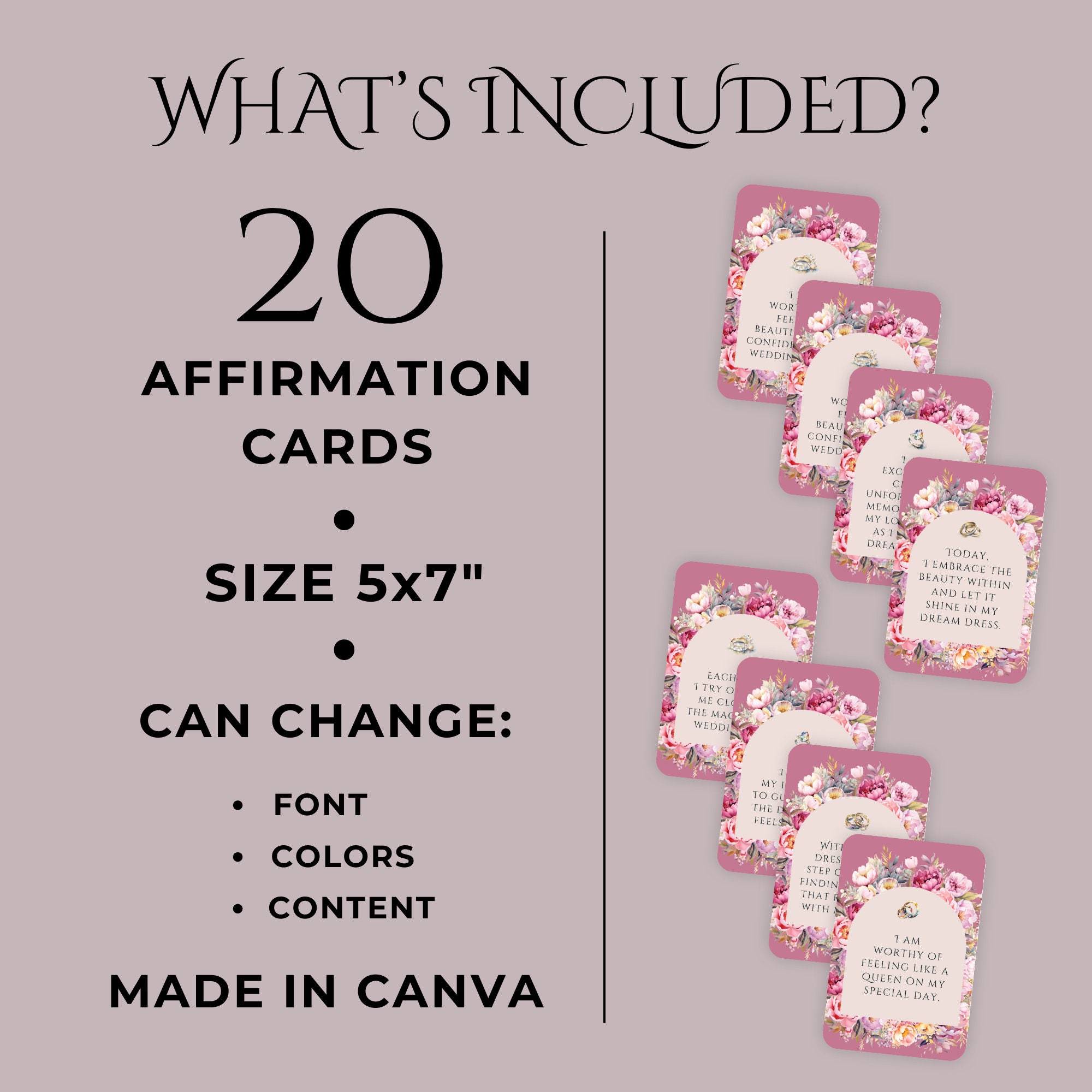 Positive AFFIRMATION CARDS Deck for Brides, Printable Affirmations for ...