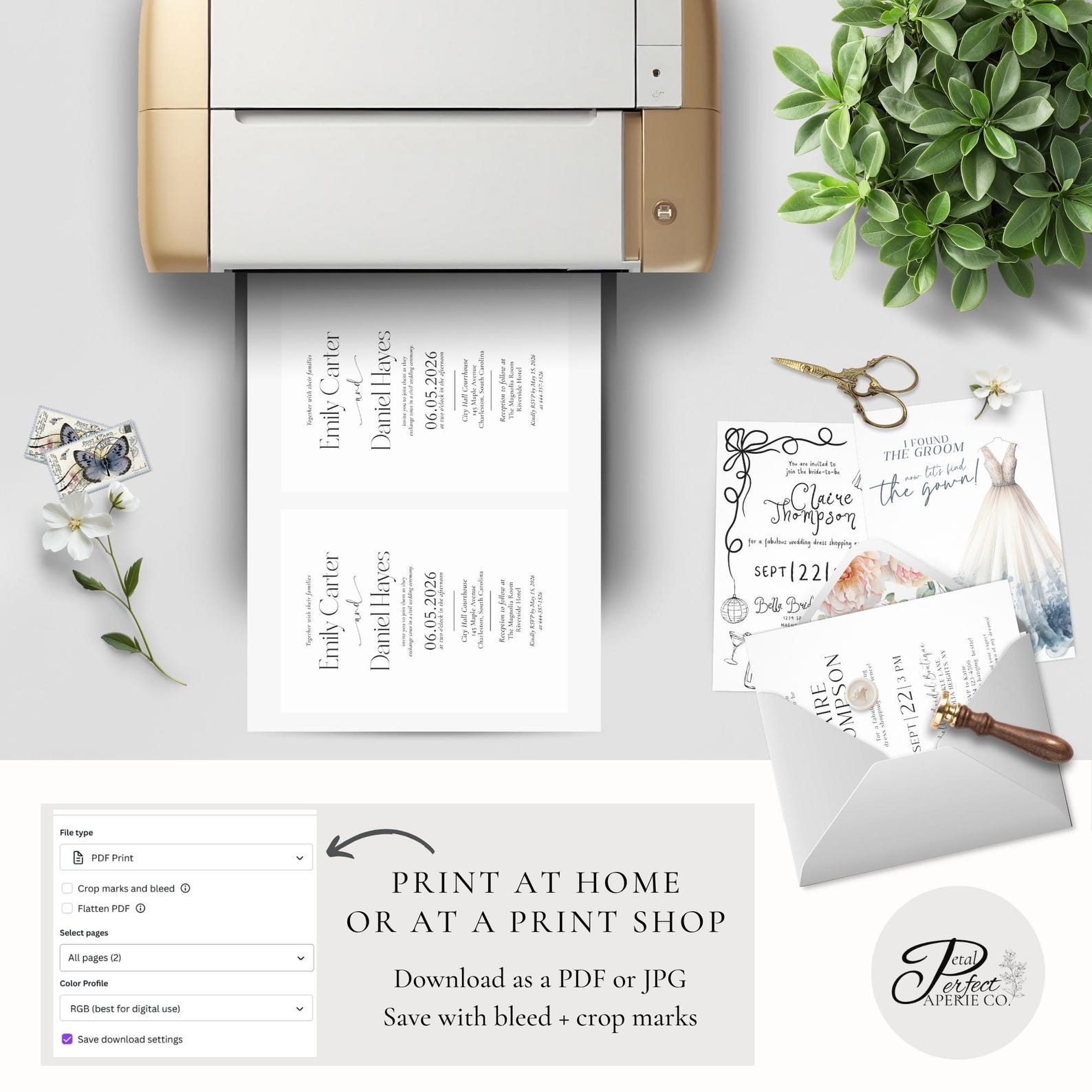 CIVIL Wedding Invite Template, INSTANT DOWNLOAD, Minimalistic Script ...