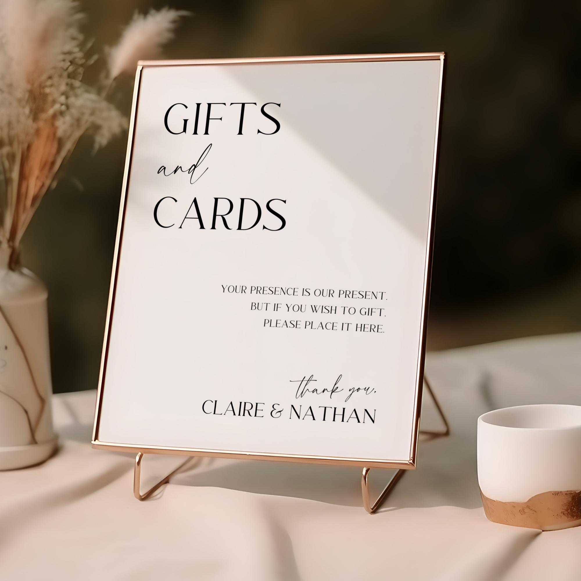 Modern Gifts and Cards Template Canva | Minimalist Presents Table Sign ...