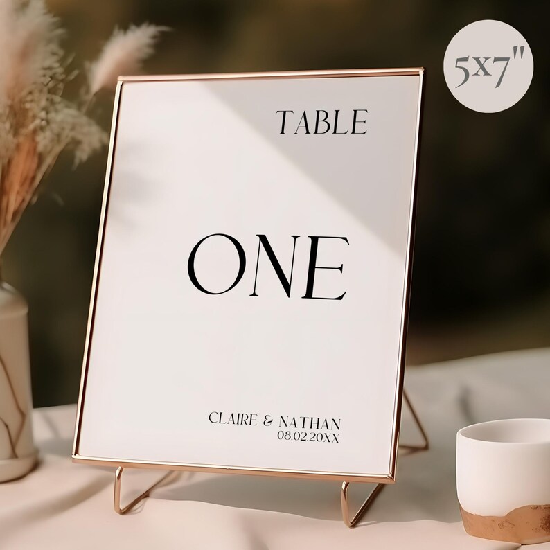 Table Numbers Sign | Minimalistic & Elegant Card | Editable Printable ...