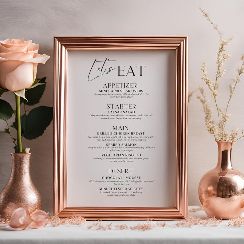 Wedding Buffet Food Menu Sign | Let’s Eat Menu Signage | Canva Template ...