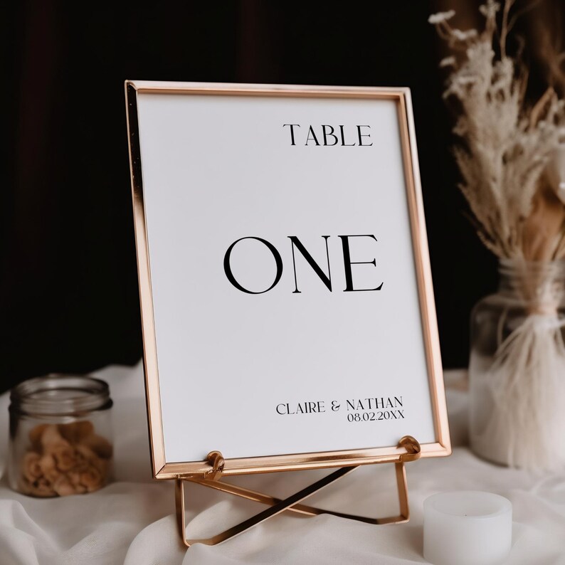 Table Numbers Sign | Minimalistic & Elegant Card | Editable Printable ...