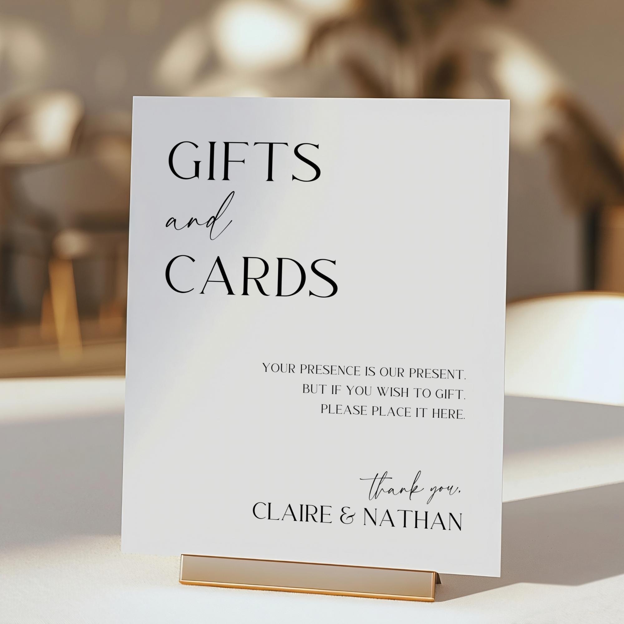 Modern Gifts and Cards Template Canva | Minimalist Presents Table Sign ...