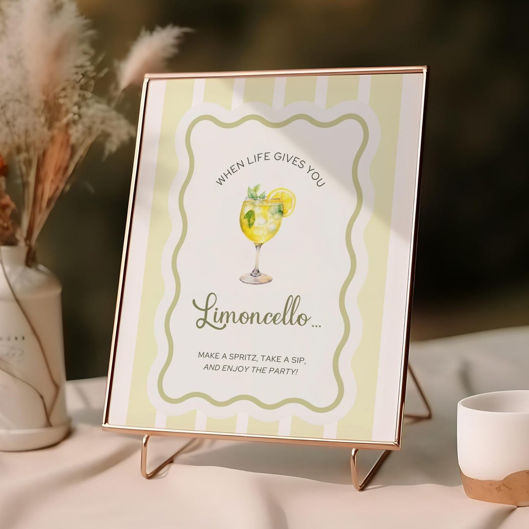 Limoncello Spritz Bar Poster Sign | Watercolor Lemon Cocktail Card ...
