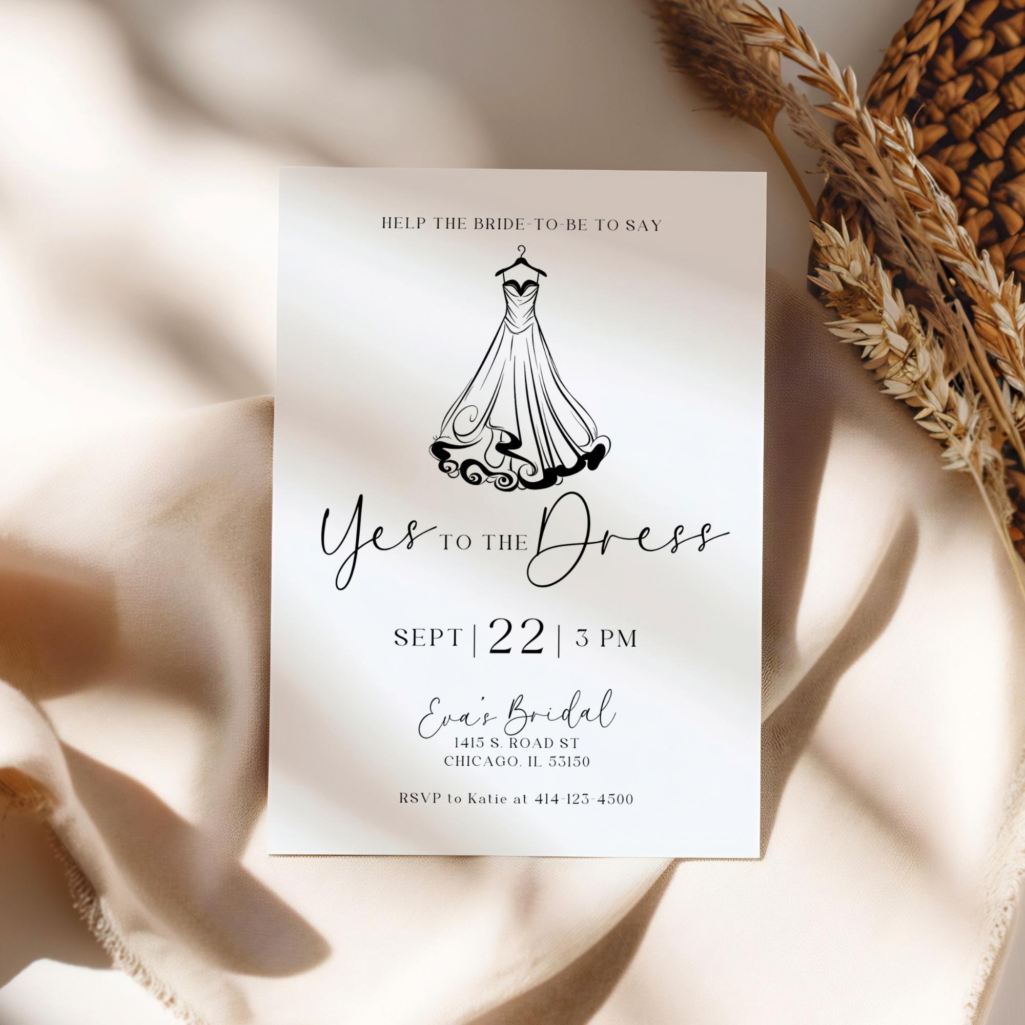SAY YES to the DRESS Bridal Shower Party Invitation, Wedding Dress Hunt ...