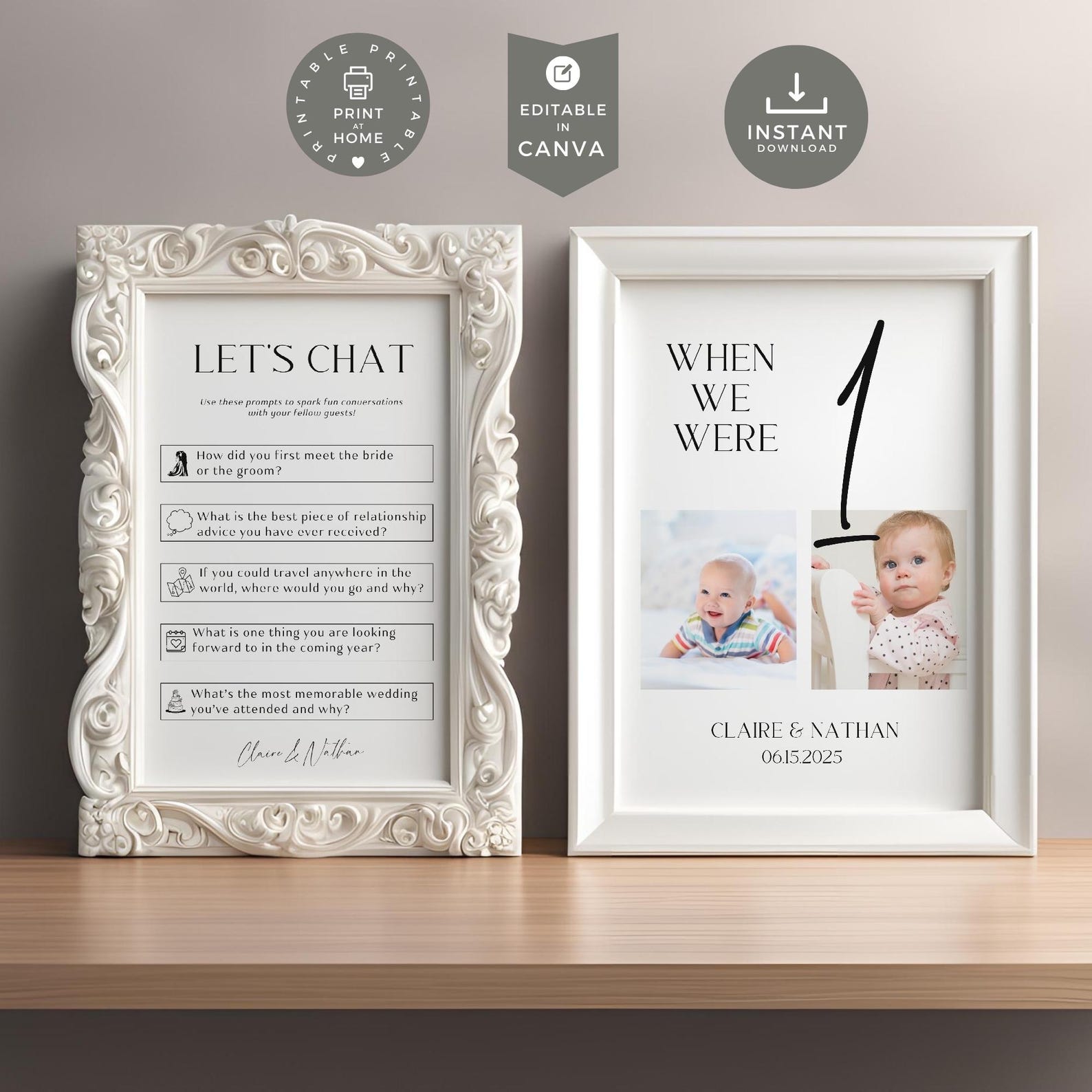 When We Were One Table Number Sign With Photos | Editable & Printable ...