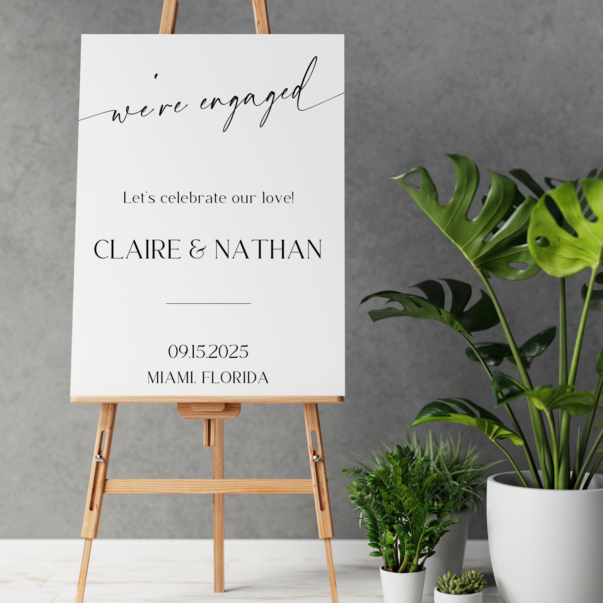 Minimal Engagement Party Welcome Sign, We're Engaged Editable Poster ...