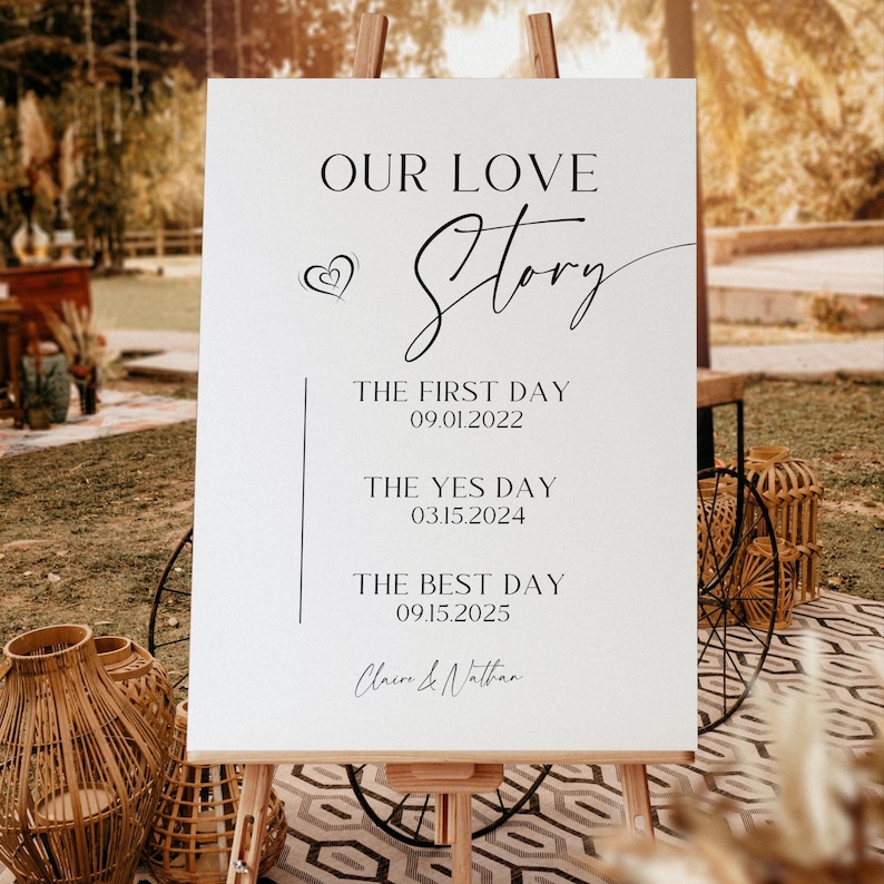 Minimalistic Our Love Story Wedding Day Sign | First Day, Yes Day, Best ...