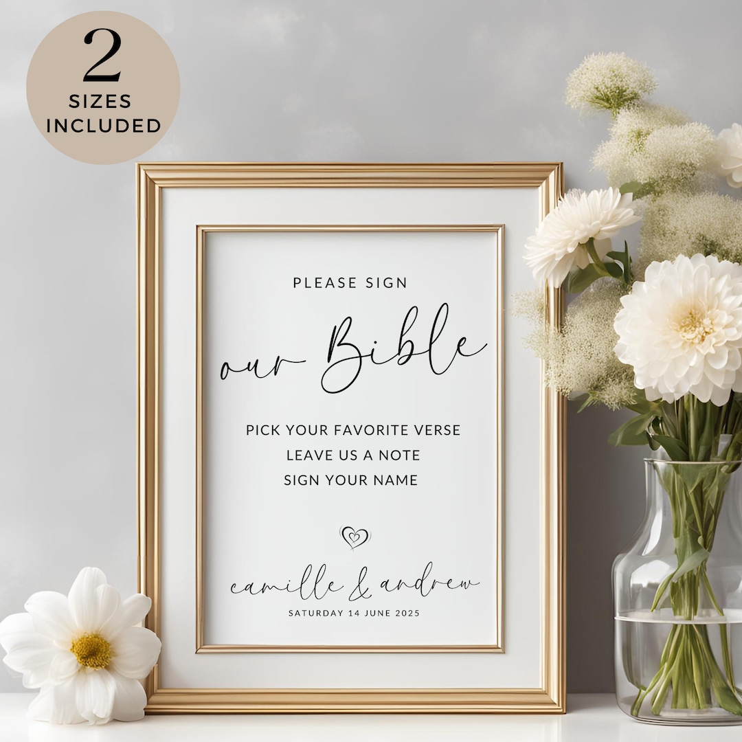 Sign Our BIBLE Wedding Sign INSTANT DOWNLOAD, Editable Digital Sign ...
