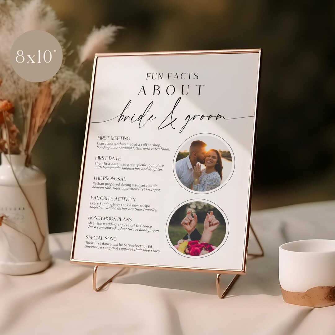 Fun Fact Wedding Card Template | Minimal Details for Bride and Groom ...