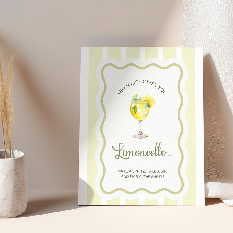 Limoncello Spritz Bar Poster Sign | Watercolor Lemon Cocktail Card ...