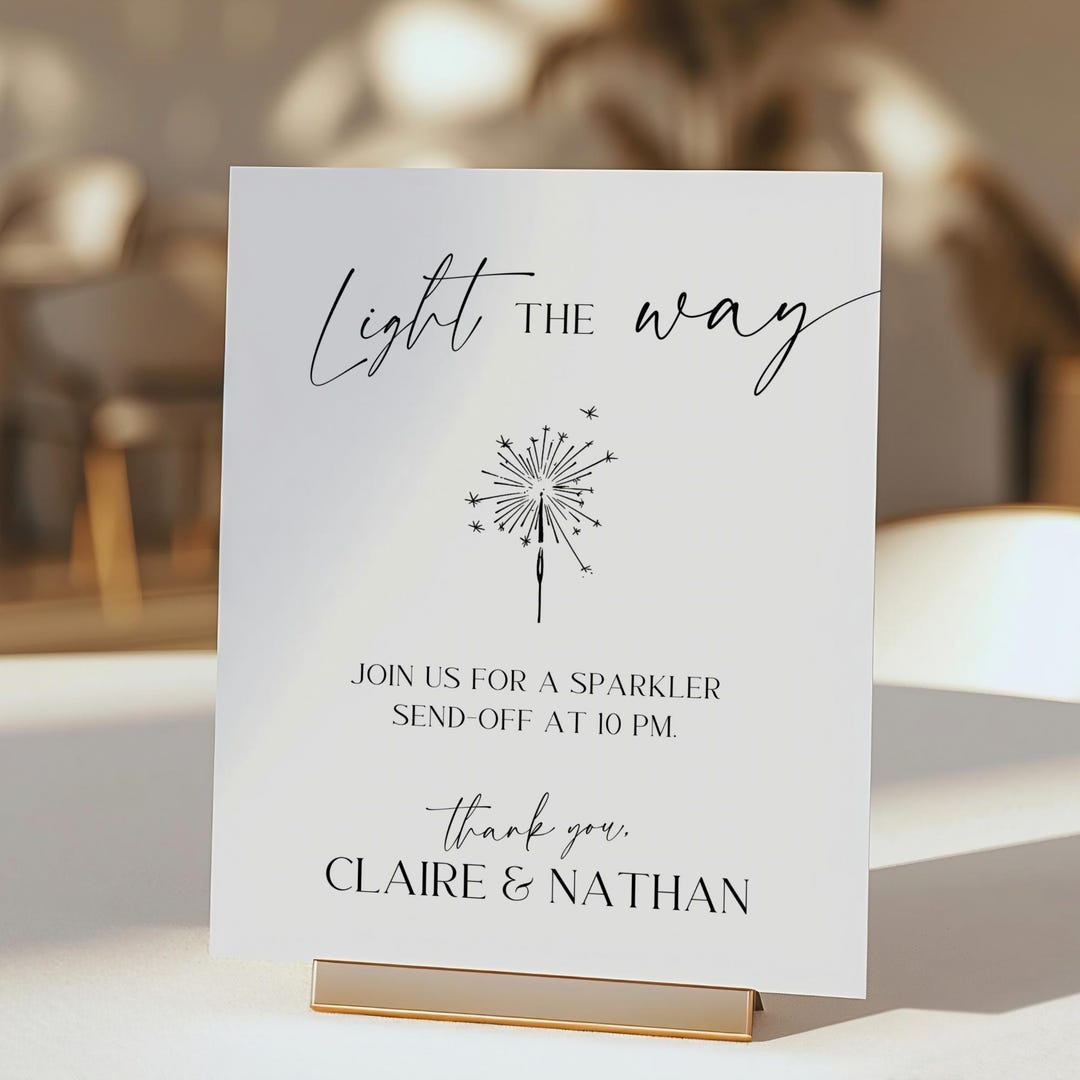 Modern Sparkler Send off Editable Sign Template Canva | Light the Way ...