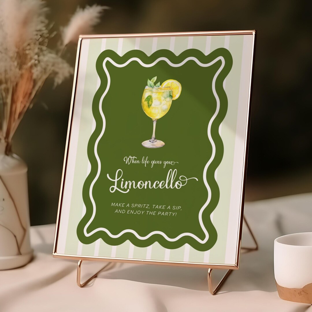 Limoncello Spritz Bar Poster Sign | Watercolor Lemon Cocktail Card ...