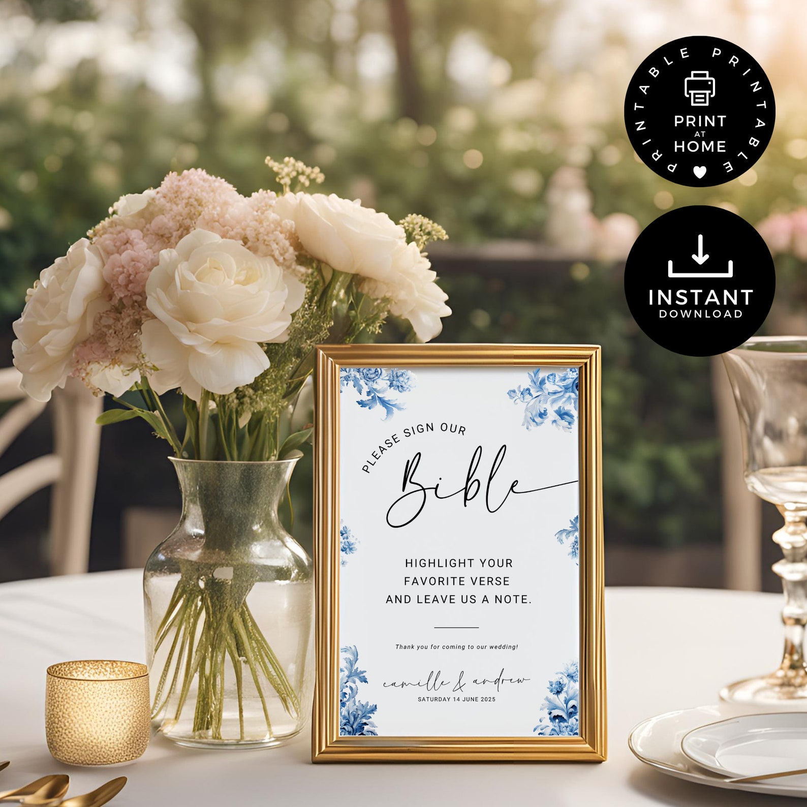 SIGN Our BIBLE Wedding Sign, Highlight the VERSE, Christian Guest Book ...