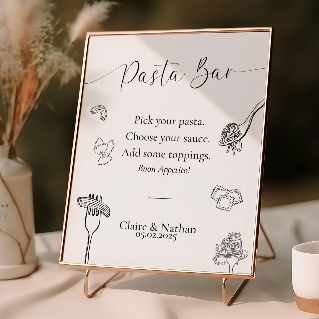Wedding Grazing Table Menu Sign | Whimsical Pasta Bar Signage | Canva ...
