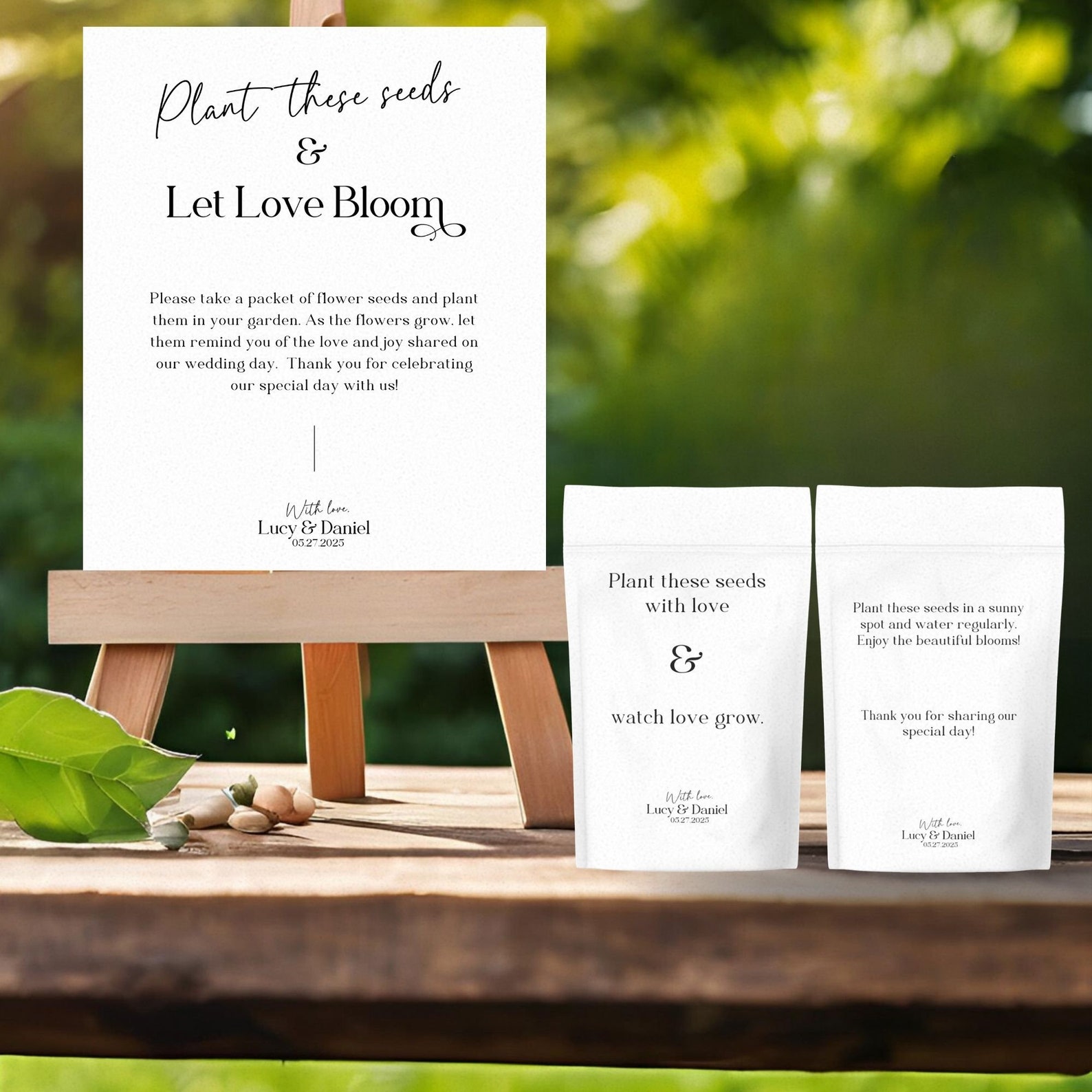 Minimalistic Wedding Seed Packet Favor Sign & Labels | Floral Seed ...