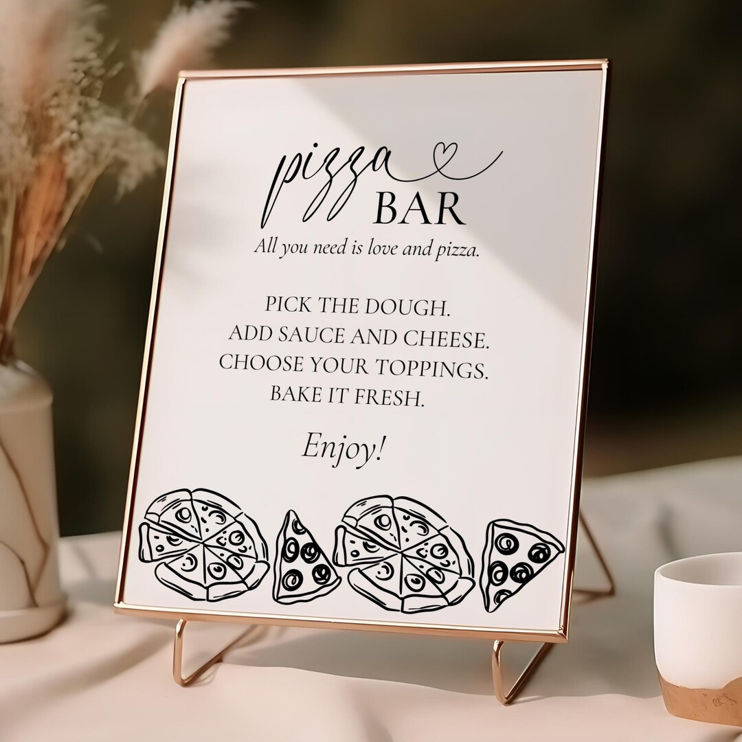 Wedding Grazing Table Menu Sign | Whimsical Pizza Slice Bar Signage ...