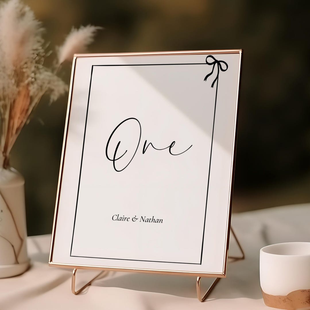 Table Numbers Sign | Black Bow and Border Hand Drawn Doodle ...