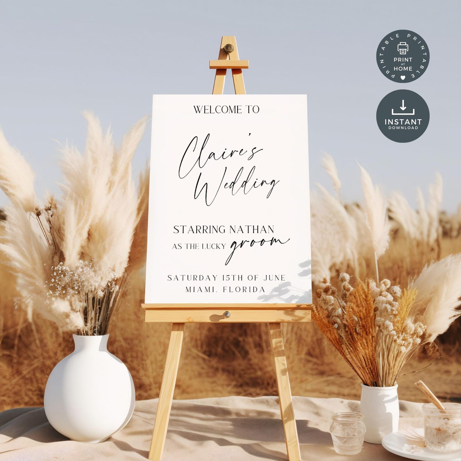 Wedding Welcome Sign Printable Funny | Minimalistic Reception Signage ...