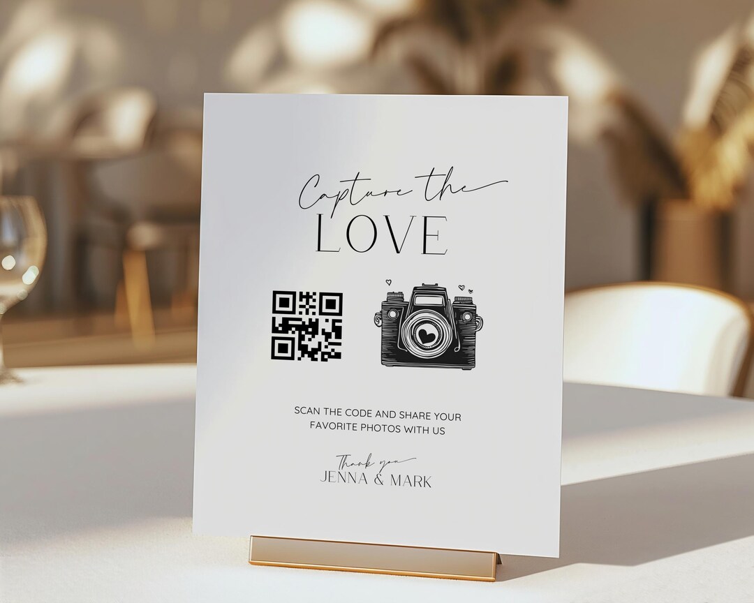 Capture the Love Wedding QR Code Card Template, Editable Decor Sign ...