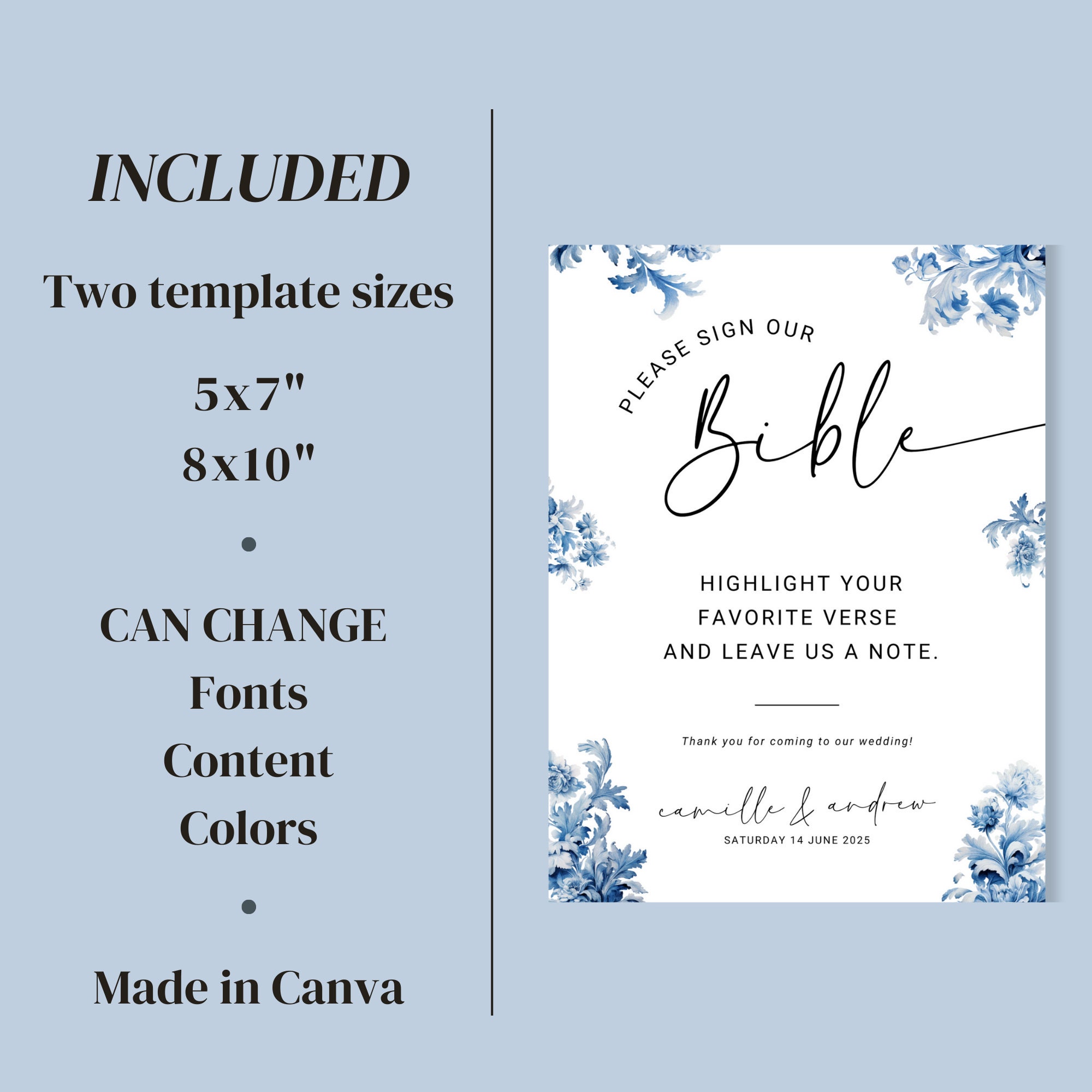 SIGN Our BIBLE Wedding Sign, Highlight the VERSE, Christian Guest Book ...