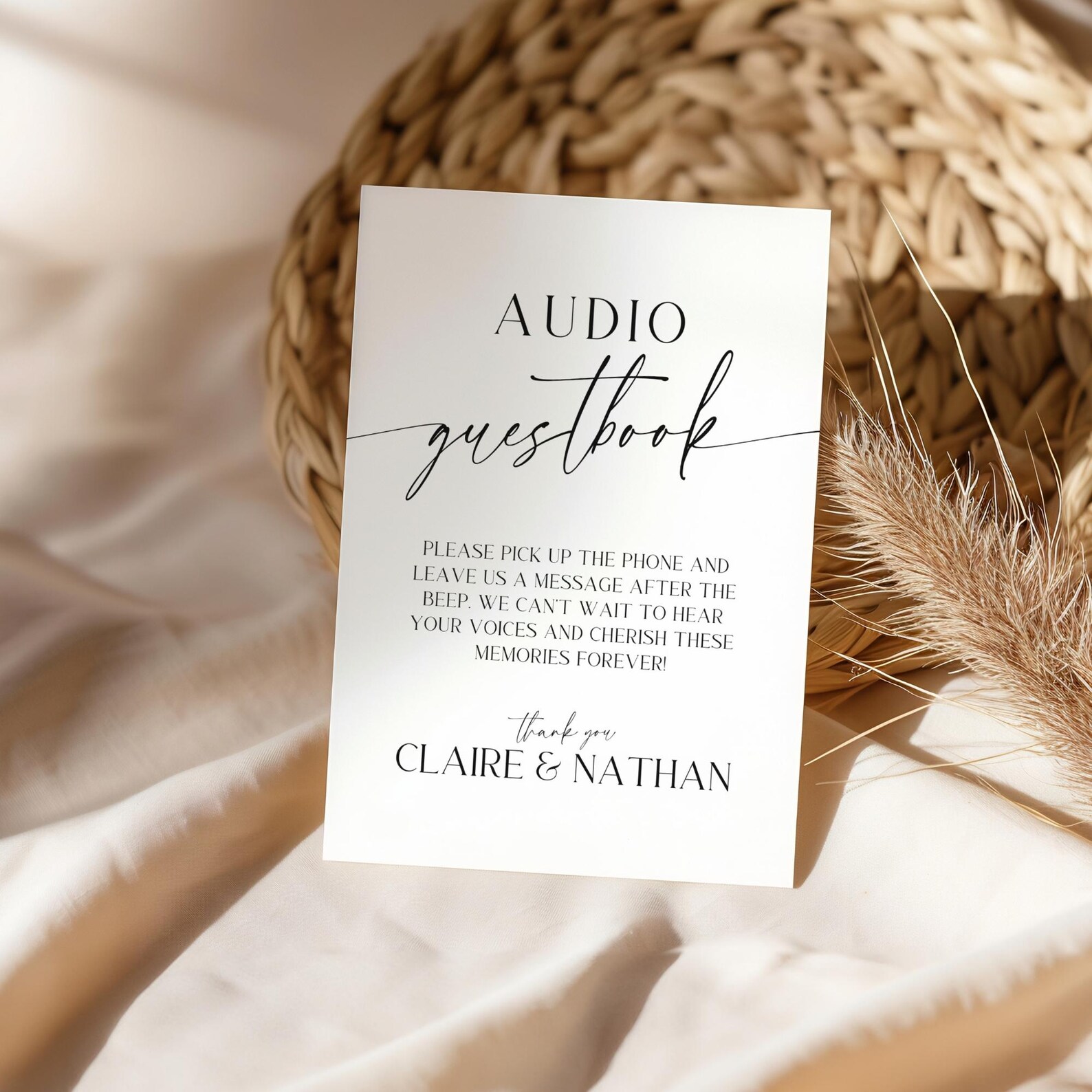 Audio Guestbook Printable Sign Template | Wedding Voice Message Signage ...
