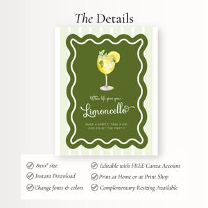 Limoncello Spritz Bar Poster Sign | Watercolor Lemon Cocktail Card ...