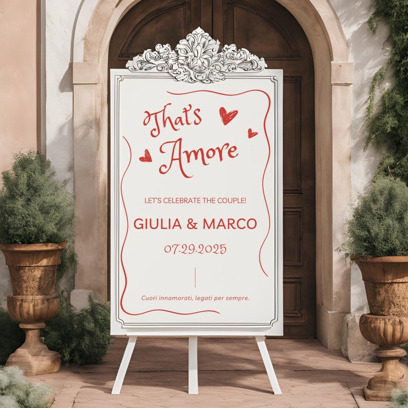 Engagement Party Welcome Sign Italian, THAT'S AMORE Bridal Shower ...