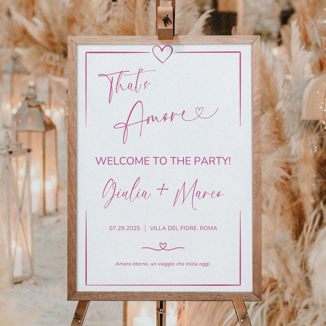 Engagement Party Welcome Sign Italian, THAT'S AMORE Bridal Shower ...