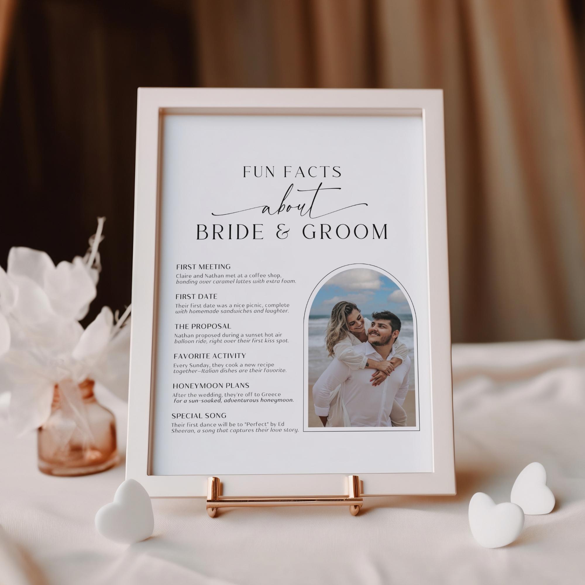 Fun Fact Wedding Card Template | Minimal Details for Bride and Groom ...