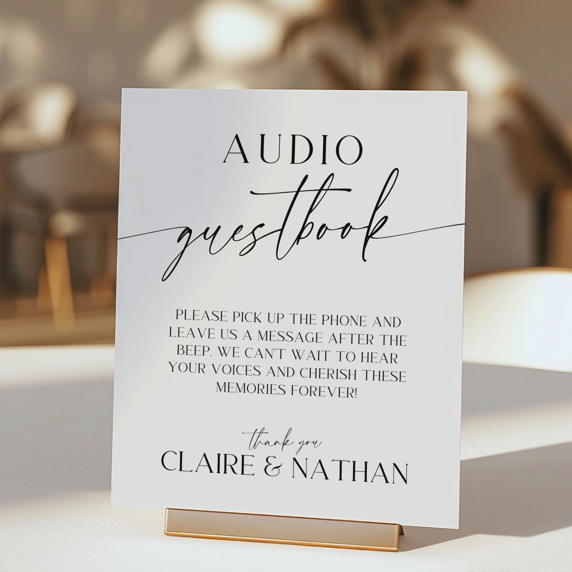 Audio Guestbook Printable Sign Template | Wedding Voice Message Signage ...