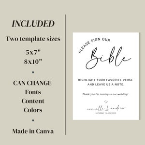 SIGN Our BIBLE Wedding Sign, Highlight Your Favorite VERSE, Christian ...