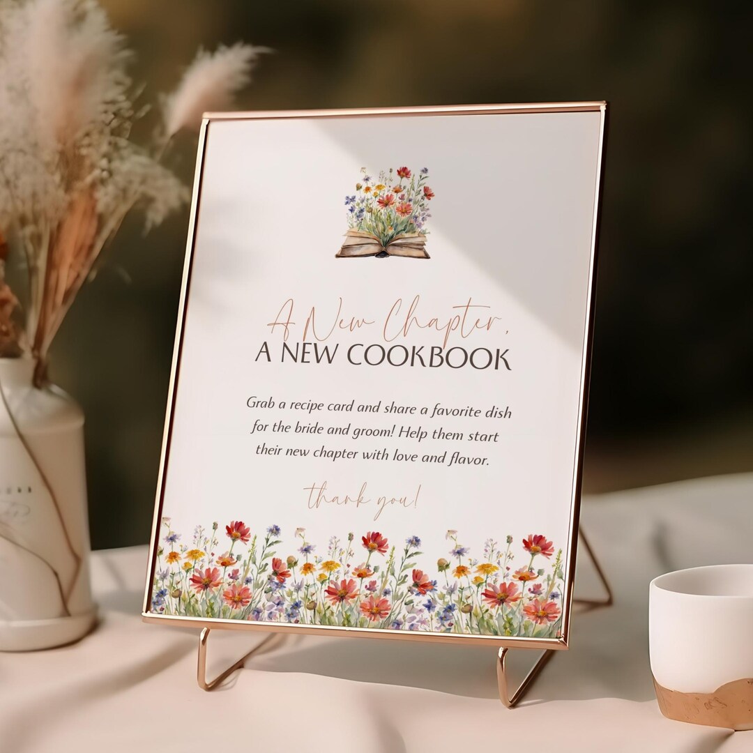 A New Chapter Begin Printable Recipe Sign | Book Stack Theme ...