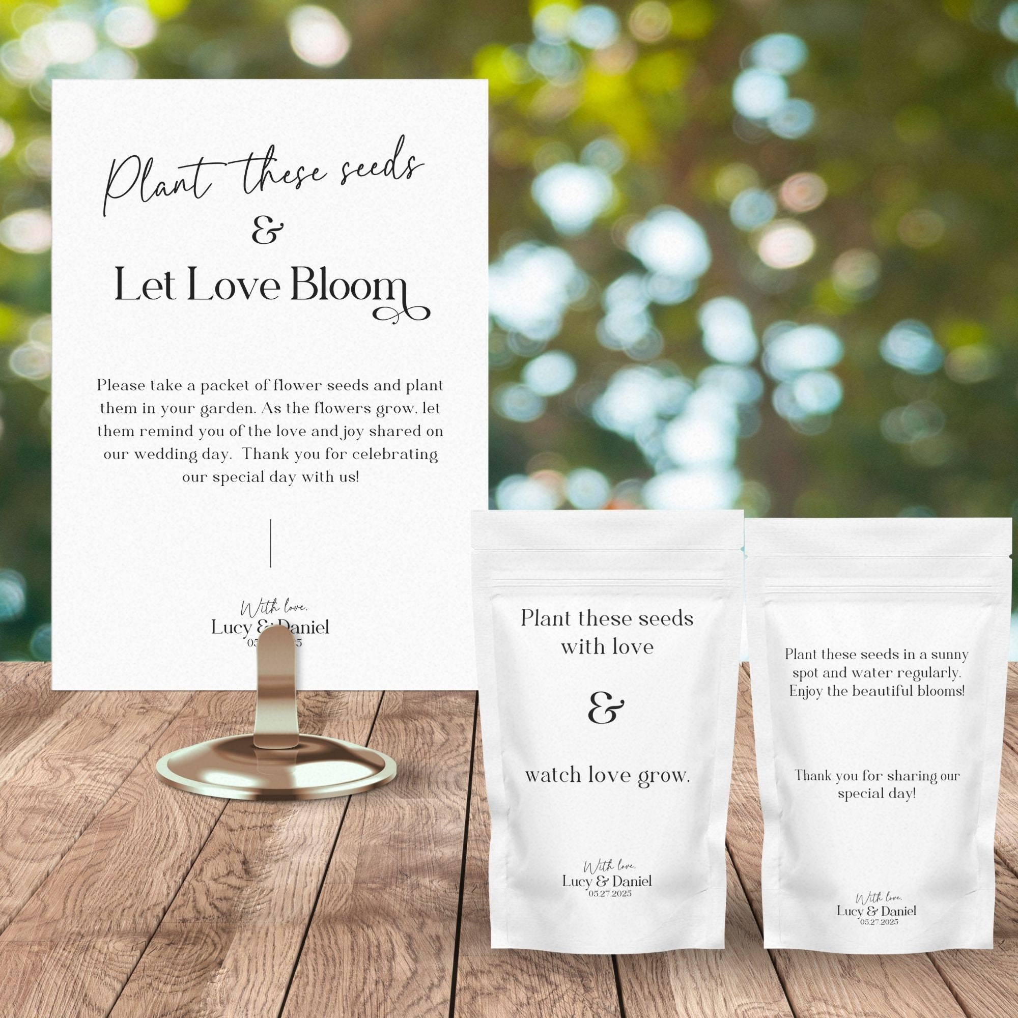 Minimalistic Wedding Seed Packet Favor Sign & Labels | Floral Seed ...