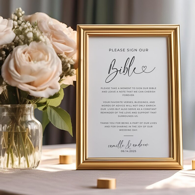 SIGN Our BIBLE Wedding Sign, Christian Guestbook Signage, Minimalistic ...
