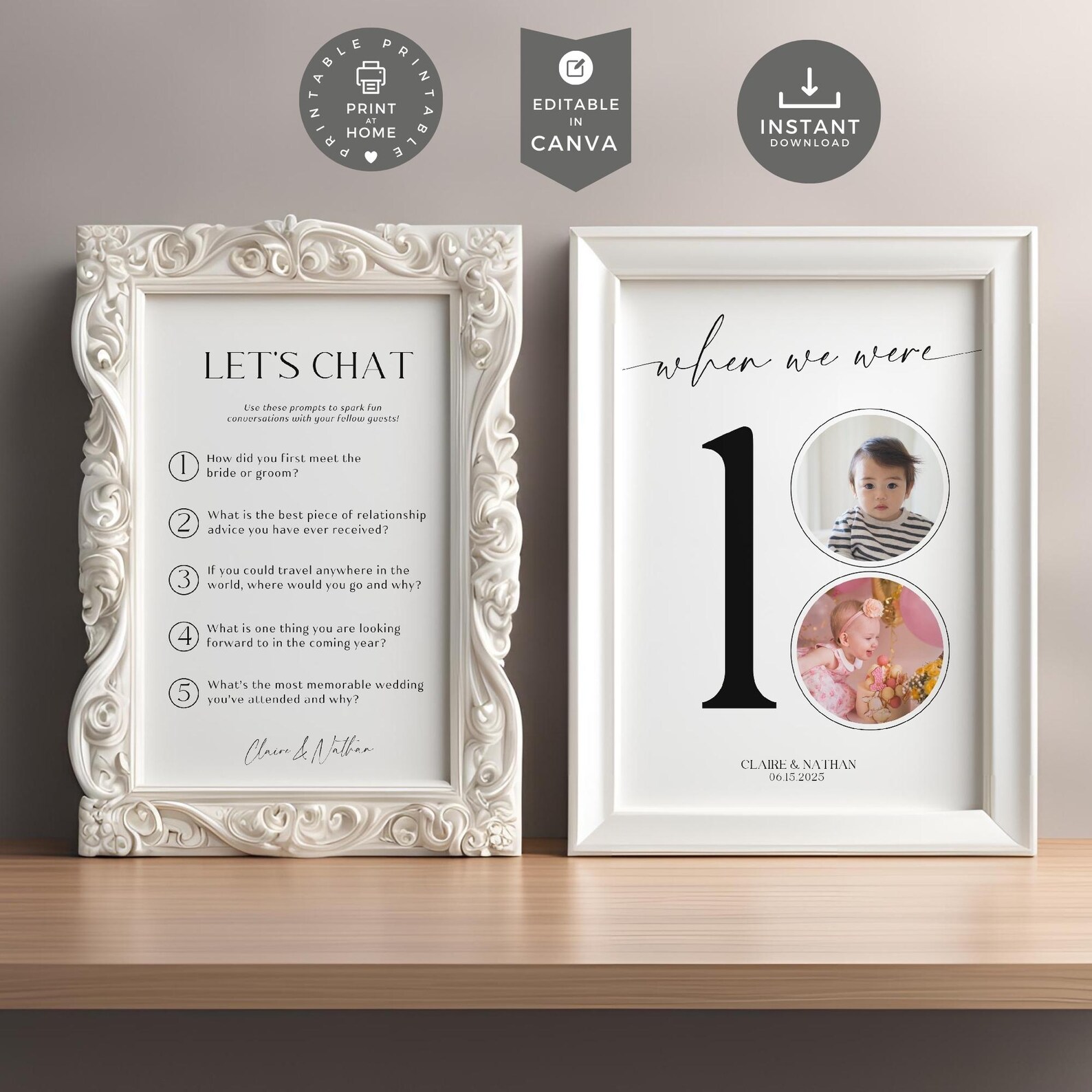 When We Were One Table Number Sign With Photos | Editable & Printable ...