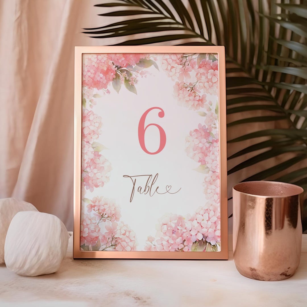 Table Numbers Wedding Printable Hydrangea | Colorful Floral Template ...