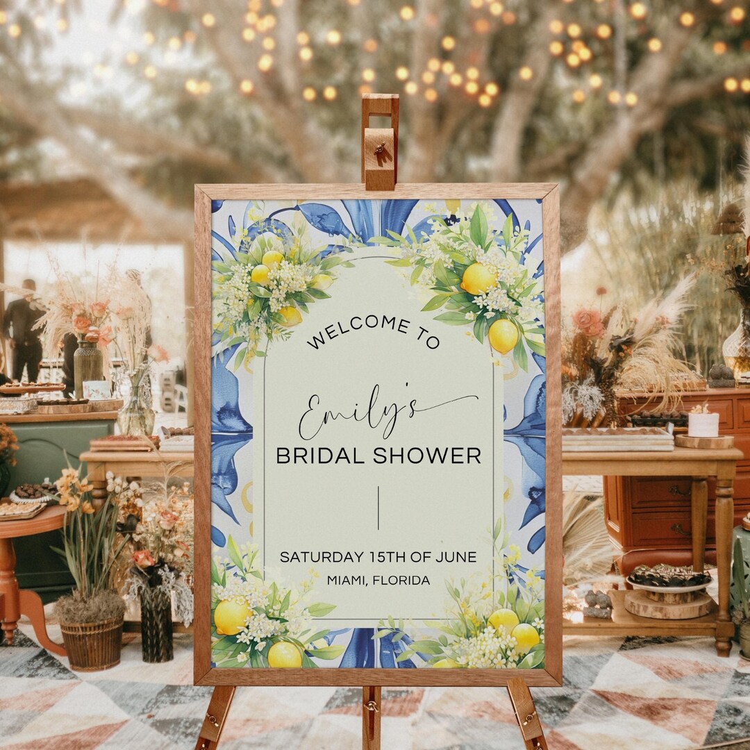 Mediterranean ITALIAN Bridal Shower Welcome Sign, Reception Signage ...