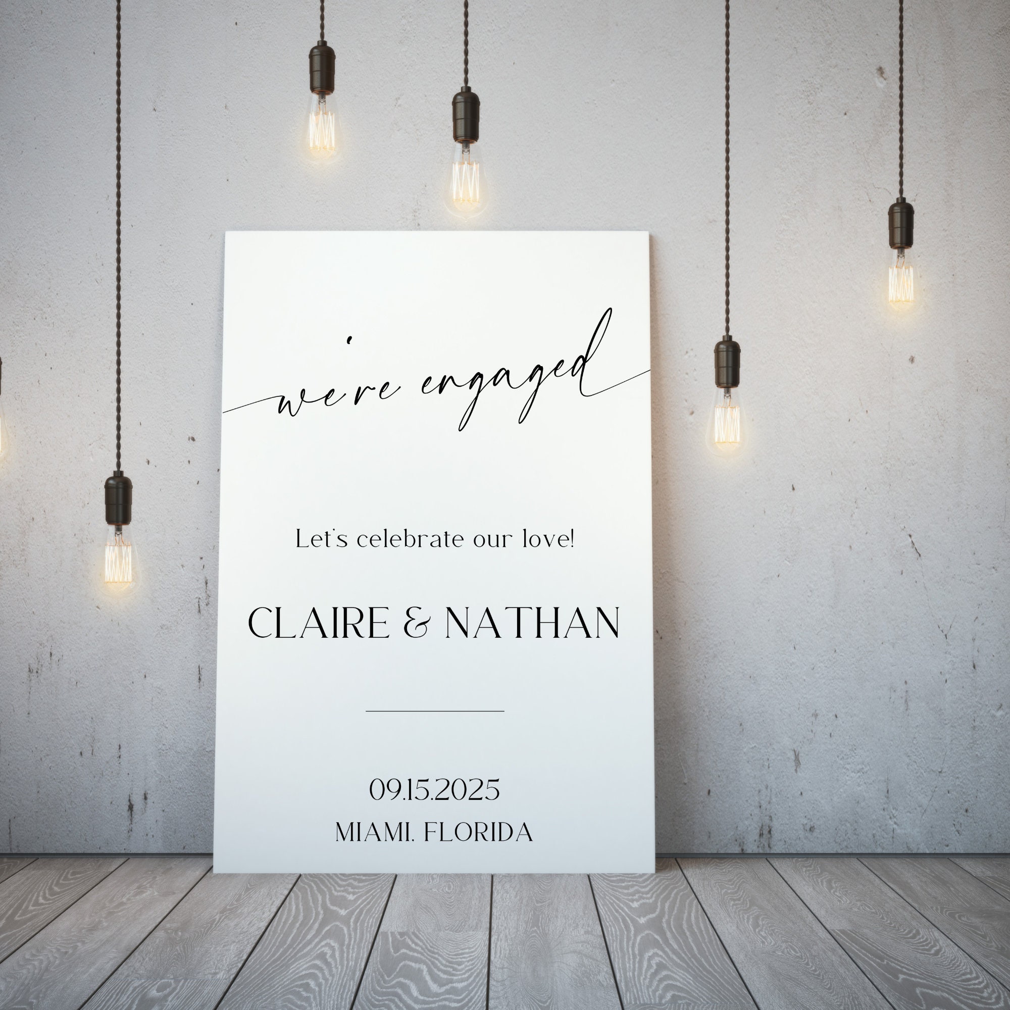 Minimal Engagement Party Welcome Sign, We're Engaged Editable Poster ...