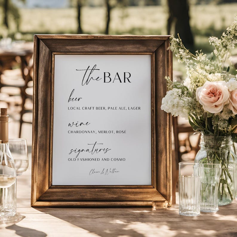 Wedding Drink Menu Sign | Let’s Drink Signage | Canva Template | Bar ...