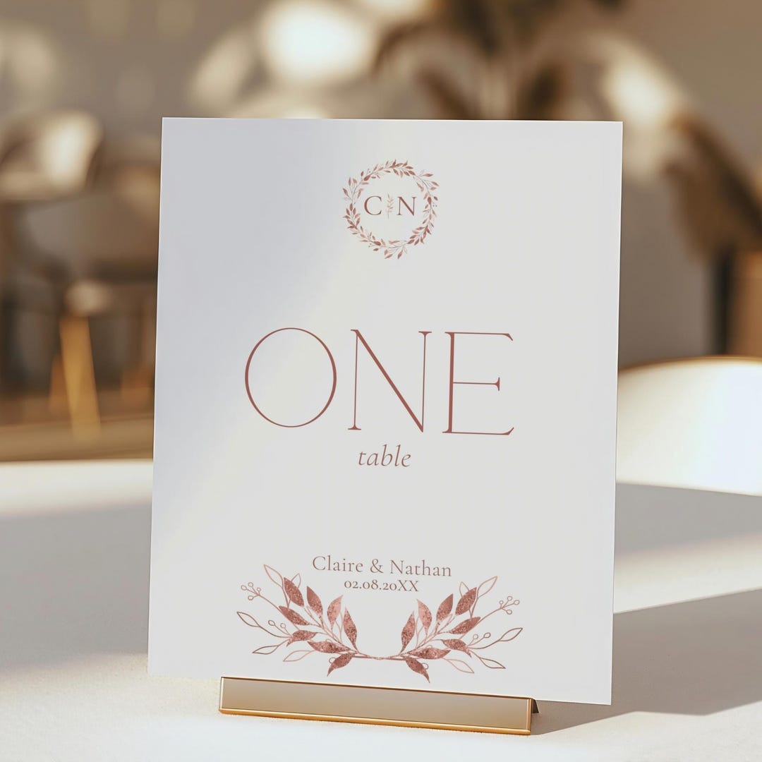 Colorful Floral Table Number Template | Rose Gold Glitter and Foil ...